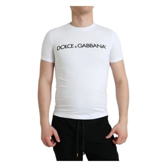 Dolce & Gabbana Elegantes wei&szlig;es Logo Rundhals T-Shirt - - Tops - Herren - Wei&szlig; - XS
