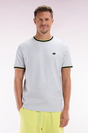 Eden Park T-shirt En Coton Gris &Agrave; Bords-c&ocirc;tes Verts Coupe D&eacute;contract&eacute;e