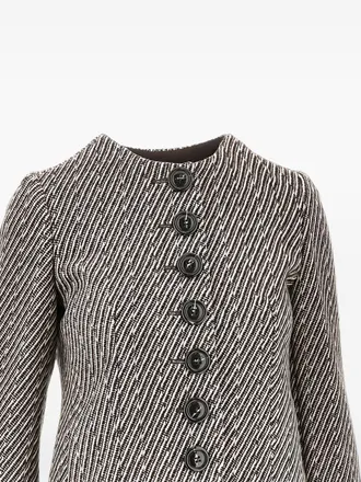 Emporio Armani Diagonal-Stripe Wool Blend Blazer - Brown