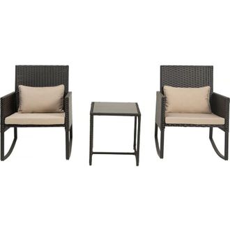 Habitat et Jardin Habitat Et Jardin - Garten Schaukelstuhl-Garnitur aus geflochtenem Kunststoff Garden - Schwarz