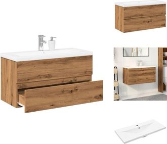 vidaXL Armoire lavabo avec bassin intégré chêne artisanal - Meuble Avec Vasque Intégrée - Meubles Avec Vasques Intégrées - Armoire Lavabo De Salle De Bain