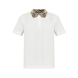 Burberry Polo-Shirt mit Karomuster-Kragen - - Tops - Herren - Wei&szlig; - M