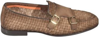 Santoni Homme, Chaussures, Brun, Taille: 41 1/2 EU Mocassins Tiss&eacute;s en Cuir &agrave; Double Boucle