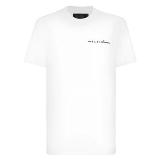 Philipp Plein Homme, Tops, Blanc, Taille: 2XL T-Shirt Col Rond