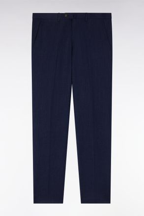 Eden Park Pantalon &Agrave; Taille &Eacute;lastiqu&eacute;e En Laine Et Coton Stretch M&eacute;lang&eacute;s Marine