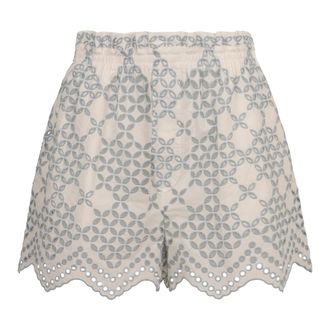 Raquel Diniz Broderie Anglaise Baumwollmischung Elastische Shorts - - Shorts - Damen - Wei&szlig; - M