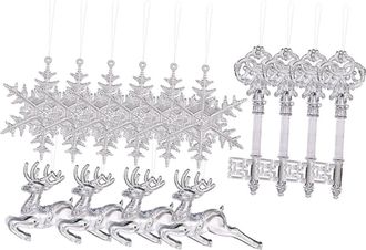 Valiclud 14st&uuml;cke Teiliges Transparenter Acryl-weihnachtsbaumornamente H&auml;ngende Schneeflocken-elch-schl&uuml;sseldekorationen zum Aufh&auml;ngen f&uuml;r Fenster und T&uuml;ren