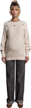 Envie de Fraise Feinstrick-Pullover mit Kn&ouml;pfen f&uuml;r Schwangerschaft und Stillzeit wollwei&szlig; 36/38
