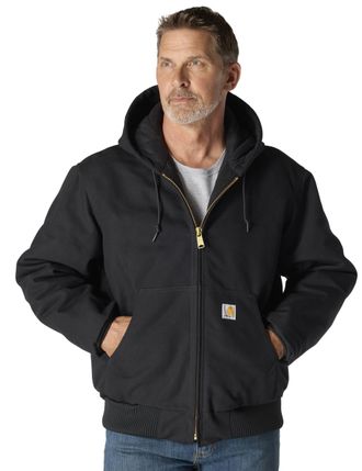 Carhartt Work in Progress Big & Tall J140 Herren-Jacke, lockere Passform, feste Ente, isoliert, Flanellfutter, Active Jac, Schwarz, L