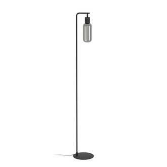 Eglo Stehlampe Lacey, Rauchglas Lampe Wohnzimmer, Standleuchte aus Metall in Schwarz und Glas bedampft in Grau, E27 Fassung, 151 cm