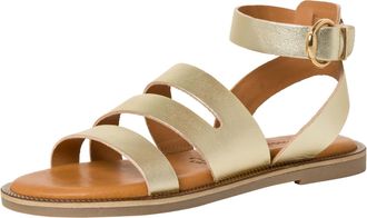 Tamaris Damen Sandalen Leder Blockabsatz Sommer; LIGHT GOLD/metallic; 37 EU