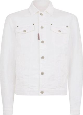 Dsquared2 Homme, Vestes, Blanc, Taille: L Logo-patch Denim Jacket