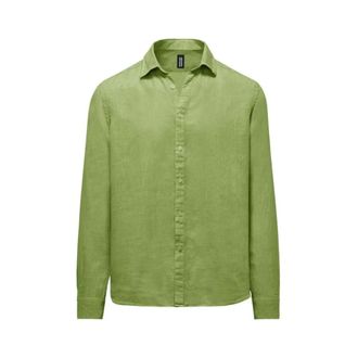 Bomboogie Homme, Chemises, Vert, Taille: XL Chemise en Lin Frais