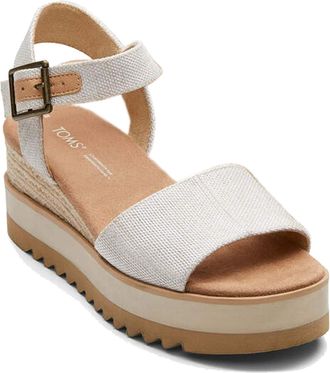 Toms Damen Segeltuch Keilsandalen - Stilvolle Komfort Sandalen mit OrthoLite Innensohle und verstellbarem Knöchelriemen