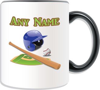 Unigift Personalisiertes Geschenk - Baseball Tasse (Sport Design Thema, Farbe Optionen) - alle Nachricht/Name auf Ihre einzigartige Tasse - Softball Schläger 