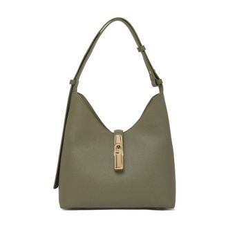 Furla Femme, Sacs, Vert, Taille: ONE Size Sac bandouli&egrave;re en cuir Goccia