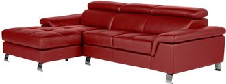 Vente-Unique Ecksofa Leder - Ecke Links - Rot - Mishima