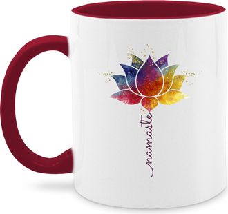 Shirtracer Tasse Tassen 325ml - Namaste Lotusbl&uuml;te Yoga Mandala Spirit Wellness Meditation - 325 ml - Bordeauxrot - esoterik yoga-tasse joga lotusblume mug spiri