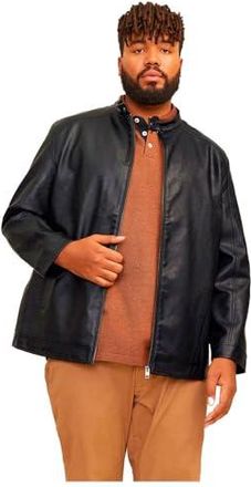 Jack & Jones JACK&JONES PLUS JJEDYLAN CLEAN Veste en cuir PU PLS pour homme, noir, 6XL, Noir, XXXXXXL