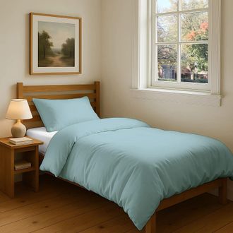 Pizuna Bettw&auml;sche 155x200 Baumwolle Babyblau, 400 Fadenzahl 100% Langstapelige Baumwolle weiche Satinbindung, Bettbezug 155x200 cm mit Knopfverschluss und 1 