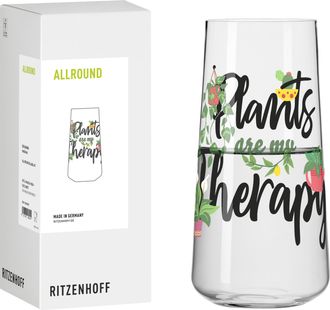 Ritzenhoff 8232001 Universalglas 600 ml, Serie Home & Garden, Nr. 1, Wasserglas mit Pflanzen-Spruch, bunt - Made in Germany