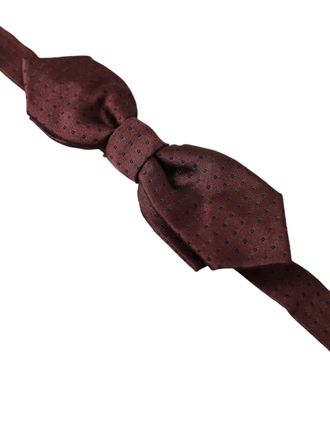 Dolce & Gabbana Mens Red Bordeaux Silk Slim Adjustable Neck Papillon Bow Tie