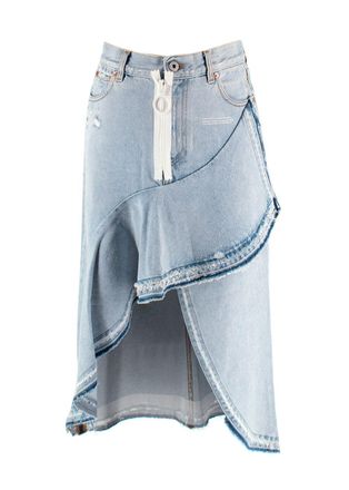 Off-white Asymmetric Ruffle Denim Midi Skirt Size S