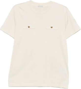 Moncler Femme, Tops, Beige, Taille: 42 FR Moncler T-shirts et polos Cr&egrave;me
