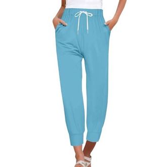 Generic Pantalon de jogging pour femme taille &eacute;lastique, pantalon de surv&ecirc;tement taille haute avec poches, pantalon basique &agrave; la cheville, cordon de serrage, 