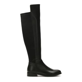 Kazar Schwarze flache Stiefel aus Leder und Stoff - - Shoes - Damen - Schwarzk - 39 EU