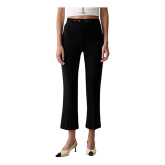 Elisabetta Franchi Femme, Pantalons, Noir, Taille: 36 FR Pantalon Double Stretch Cr&ecirc;pe avec D&eacute;tail Bijou