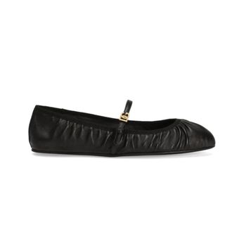 Dolce & Gabbana Schwarze Leder Ballett Flats mit Schnalle - - Shoes - Damen - Schwarzk - 40 EU