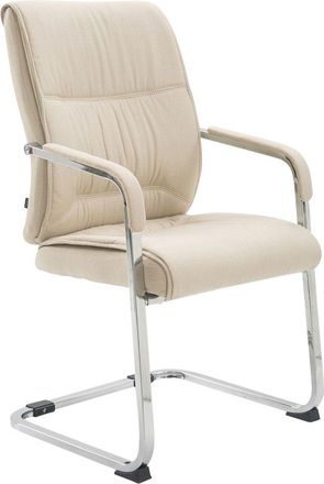 Clp XXL-Freischwinger Anubis Mit Gepolsterter Sitzfläche I Konferenzstuhl Mit Metallgestell Und Stoffbezug, Farbe:Creme