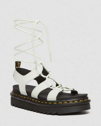 Dr. Martens Nartilla Leder Gladiatorsandalen in Creme/Gr&uuml;n, Gr&ouml;&szlig;e: 36