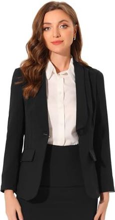 Allegra K Blazer Femme Élégante Col Revers Châle Manches Longues avec Poche Veste de Costume au Bureau Noir XS