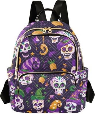 Mnsruu Mini sac à dos pour femme, squelette, chapeau, tête de mort, petit sac à dos tendance pour femme, sac à dos décontracté, Multi424, S