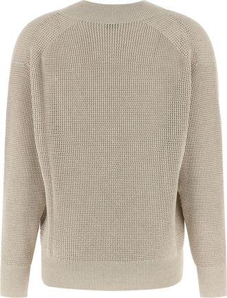 Brunello Cucinelli Openwork Cotton Blend Sweater - Beige