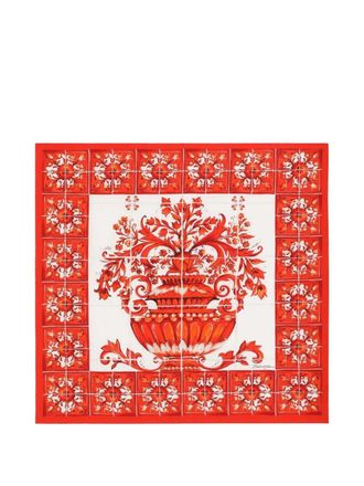 Dolce & Gabbana &Eacute;charpe en serg&eacute; de soie avec imprim&eacute; majolique, 90 x 90 cm