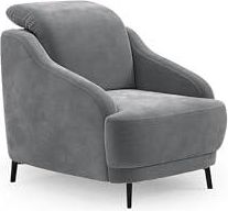 Cavadore Sessel Blue/Polstersessel im modernen Design inklusiv Kopfteilverstellung und mattschwarzen Metallfüßen / 87 x 93 x 104 / Flachgewebe, Grau