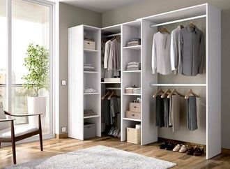 Dmora Grande Garde-Robe Quadro, Structure pour Dressing dangle, Cintre dangle Ouvert, 228x79h187 cm, Blanc