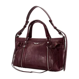Zadig&Voltaire Womens Sunny Rider Vintage Crossbody - Zadig & Voltaire Leather Burgundy Cowhide Bags Crossbodies