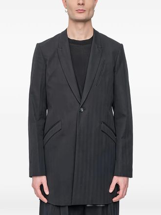 The Viridi-Anne Ausgefranster Blazer mit Knopfleiste - Schwarz