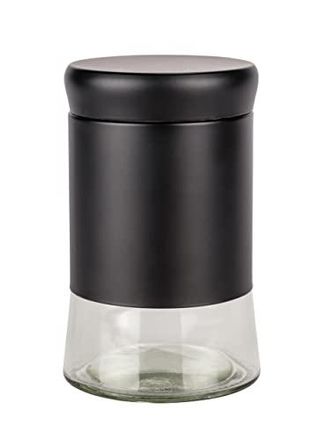 WENKO Glas Aufbewahrungsdose Boga, 600 ml, Black Outdoor Kitchen Dose mit Kunststoffdeckel&Schraubverschluss, aus rostfreiem Edelstahl, Glas, ideal f&uuml;r Gew&uuml;