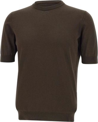 FILIPPO DE LAURENTIIS Homme, Pulls, Brun, Taille: 2XL Pull en Cr&ecirc;pe de Coton Marron Manches Courtes