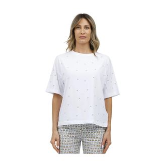Alpha Studio Kurzes Top mit glitzernden Details - - Tops - Damen - Wei&szlig; - L
