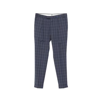 Pantaloni Torino Pantalon Pliss&eacute; &agrave; Carreaux - Homme - Pantalons - Bleu - Taille: S