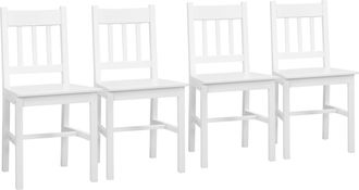 HOMCOM Esszimmerst&uuml;hle 4er Set K&uuml;chenstuhl mit R&uuml;ckenlehne, Wohnzimmerstuhl, St&uuml;hle mit Modern-Stil, Essst&uuml;hle aus Kiefernholz f&uuml;r Esstisch, Wei&szlig;