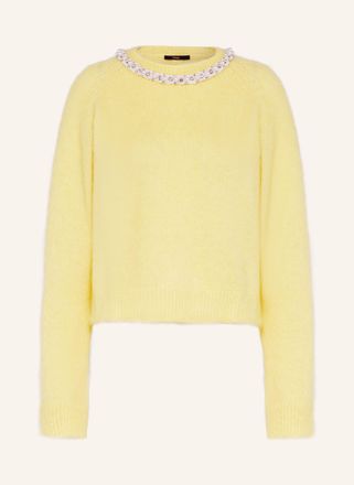 Maje Pullover Mit Alpaka Und Schmuckperlen gelb