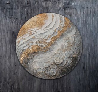 Yohji Yamamoto Art Abstrakt Fluoreszierendes leuchtendes Acryl 3D Gem&auml;lde auf runder Leinwand handgemalt Wohnzimmer modern Wohndekor Bild rot echte Kunst 80 cm