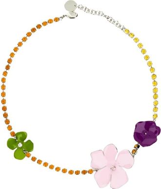 Marni Femme, Accessoires, Multicolore, Taille: ONE Size Collier Fleur &Eacute;mail Rose et Strass